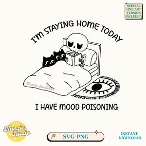 Mood Poisoning Skeleton Reading SVG PNG: Trendy Shirt Sticker Design - Etsy