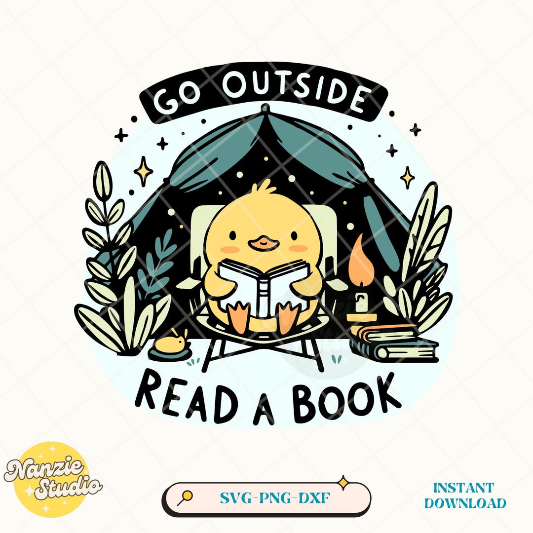 Duck Reading Book SVG, Retro Summer Camp Design (digital Download ...