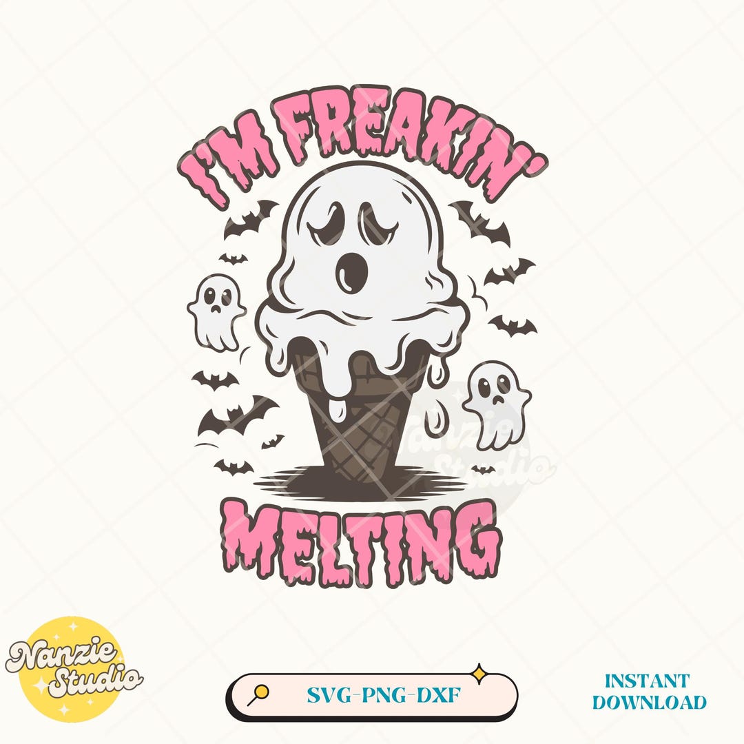 Melting Ghost Ice Cream: Funny Halloween PNG, SVG, DXF Files - Etsy