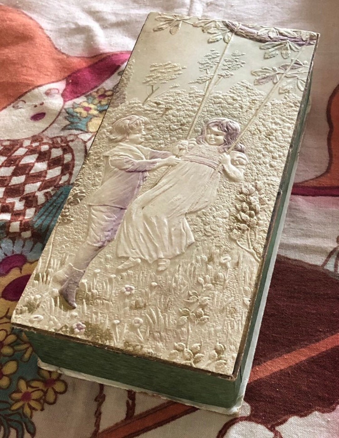 Vintage Candy Box Victorian Sweets Box Embossed Hand Painted Purple ...