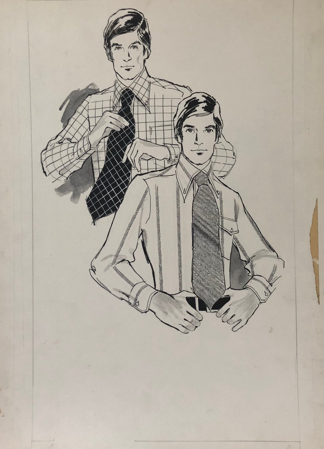 Vintage Original Pen and Ink Fashion Illustration Drawing Sketch ...