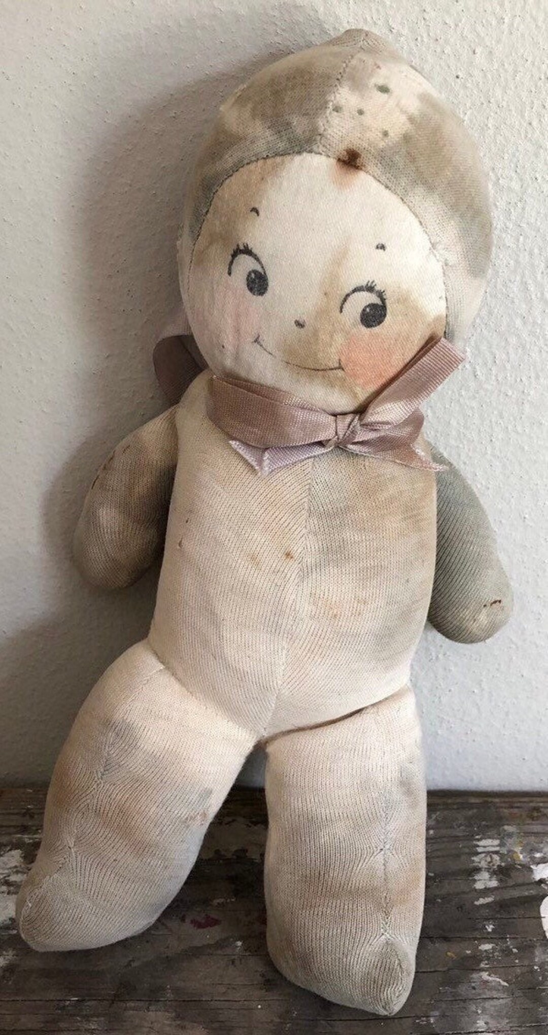 Vintage Kewpie Doll Krueger Rose O'neill Kewpie Cloth Doll Small 9 ...