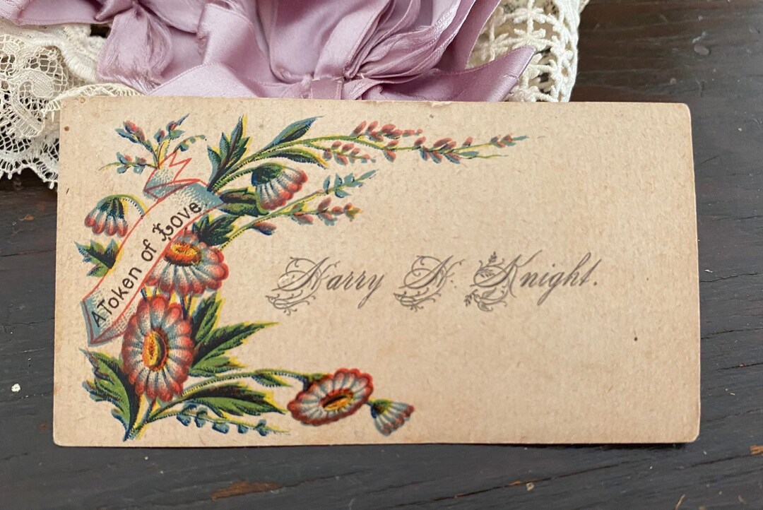Vintage Calling Card Victorian Illustrations Floral Decorative Alphabet ...