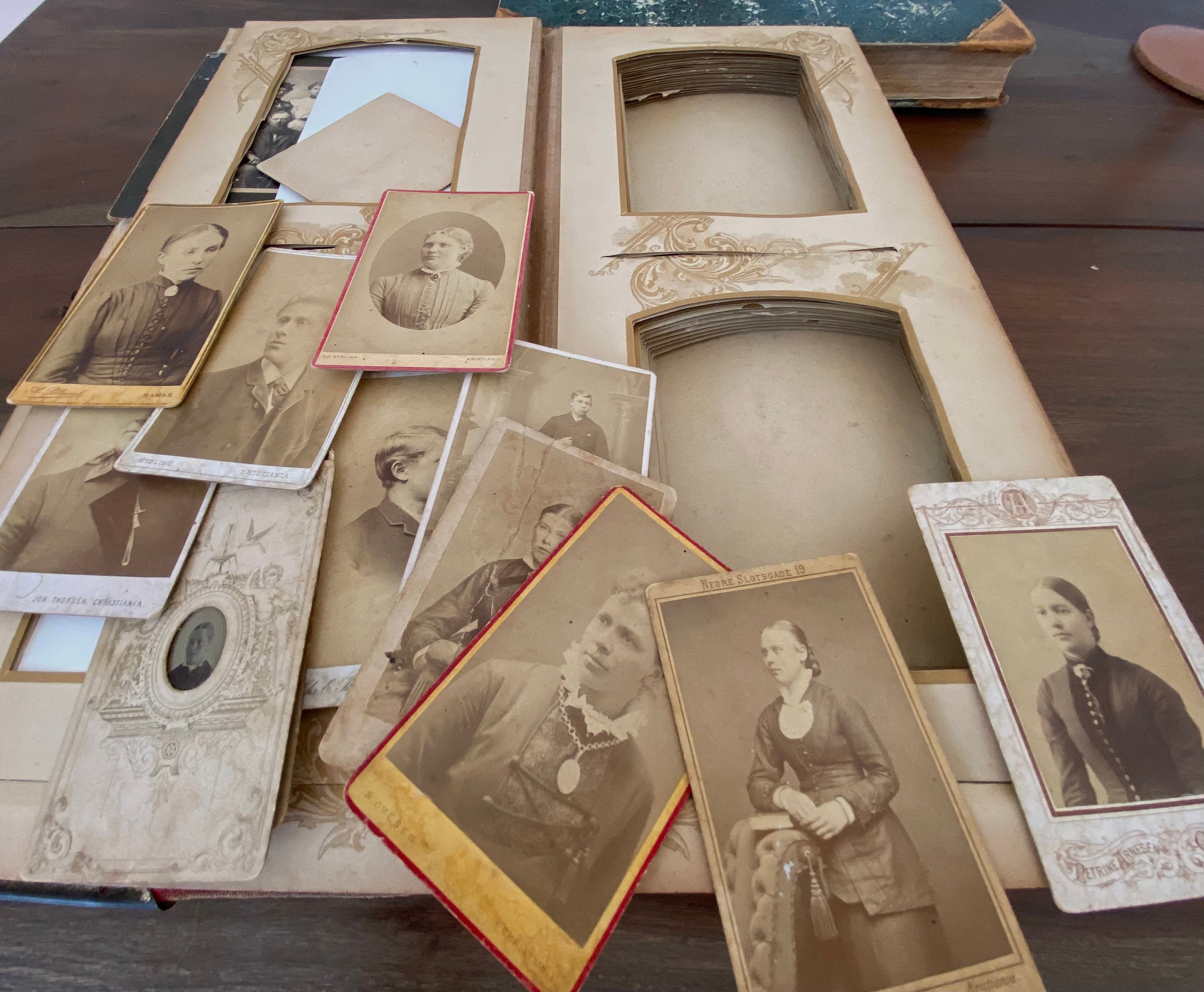Antique Cabinet Card Album Photo Large Book Velvet and Metal Cover ...
