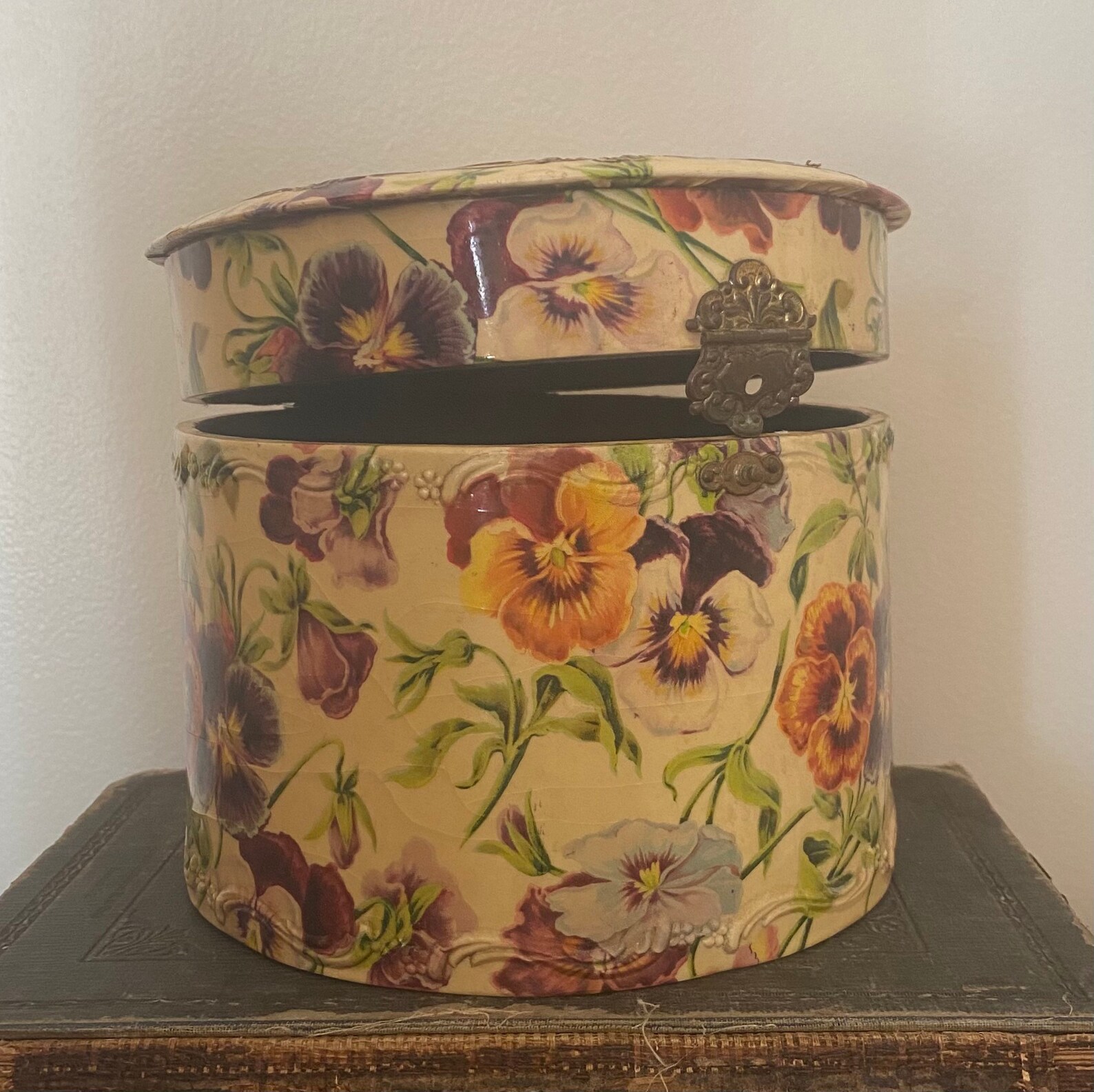 Vintage Collar Box Flowers Floral Box Lined With Pleated Blue - Etsy