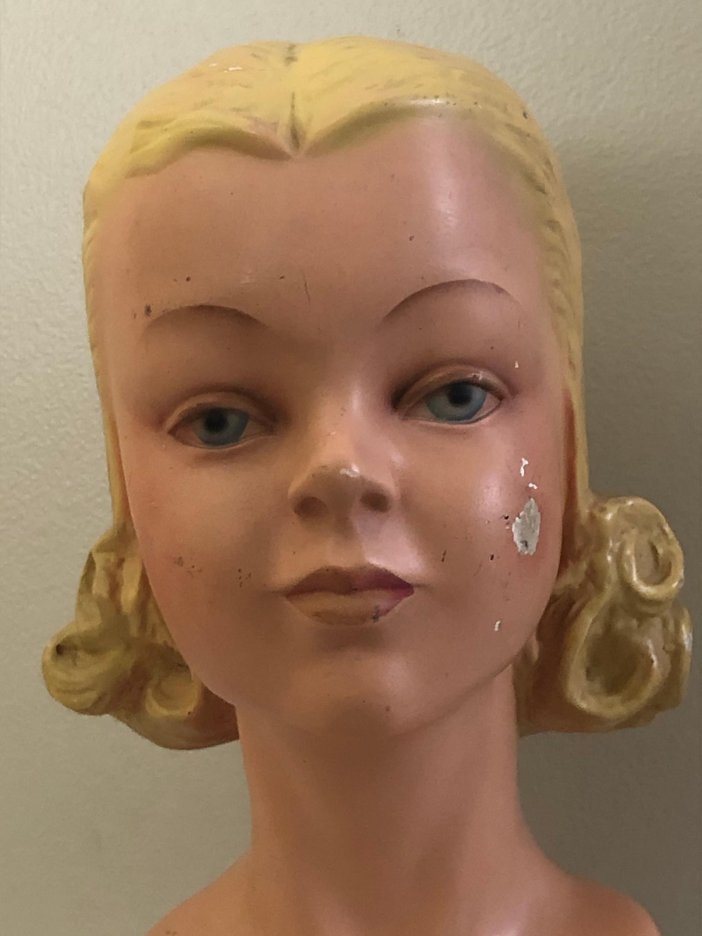 Vintage Plaster Mannequin Head Female Art Deco Blonde Girl - Etsy