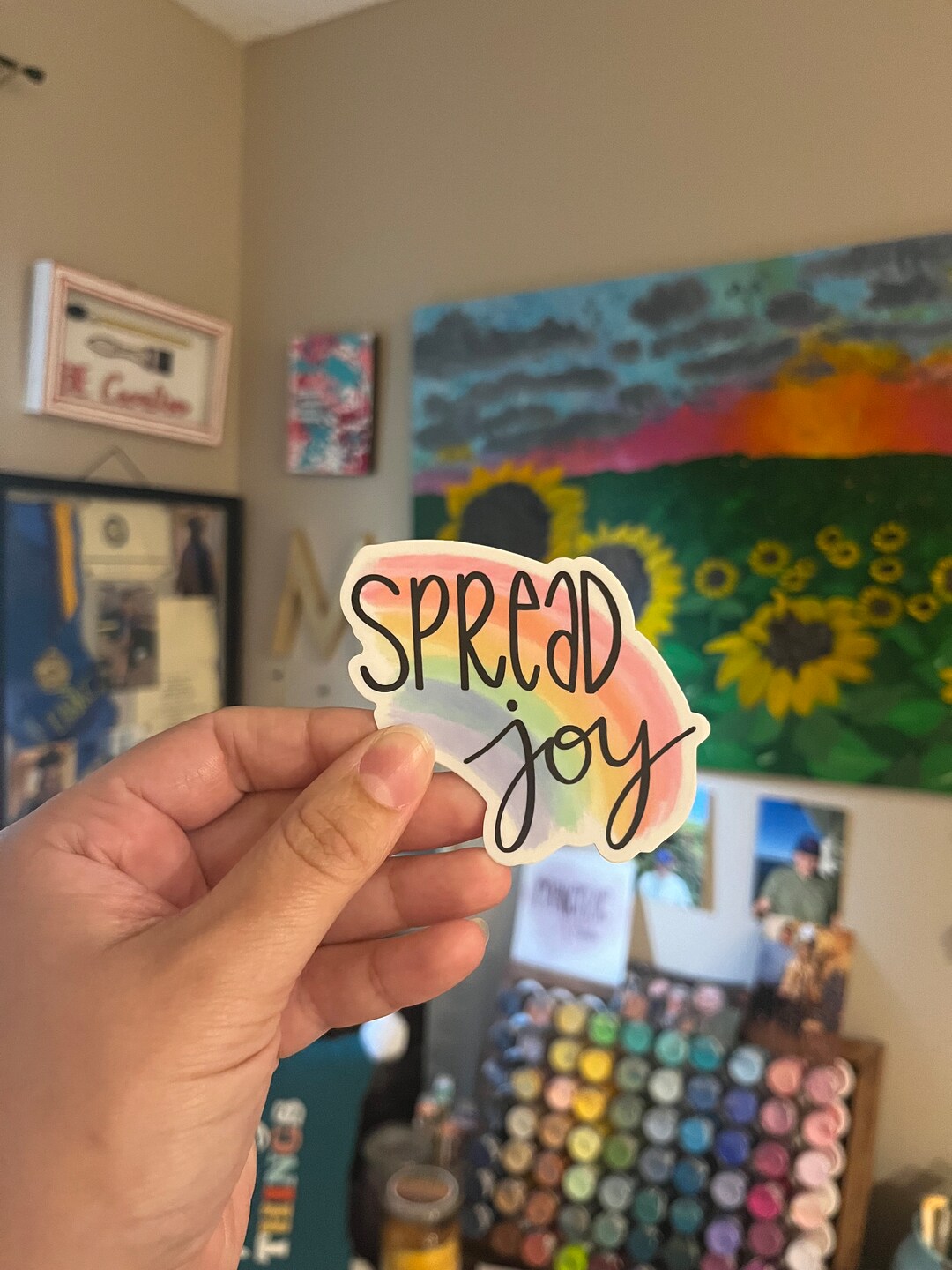 Spread Joy Rainbow Watercolor Vinyl Sticker - Etsy