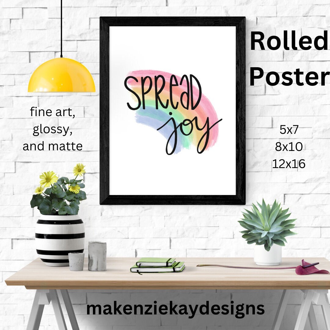 Spread Joy Rainbow Rolled Poster - Etsy