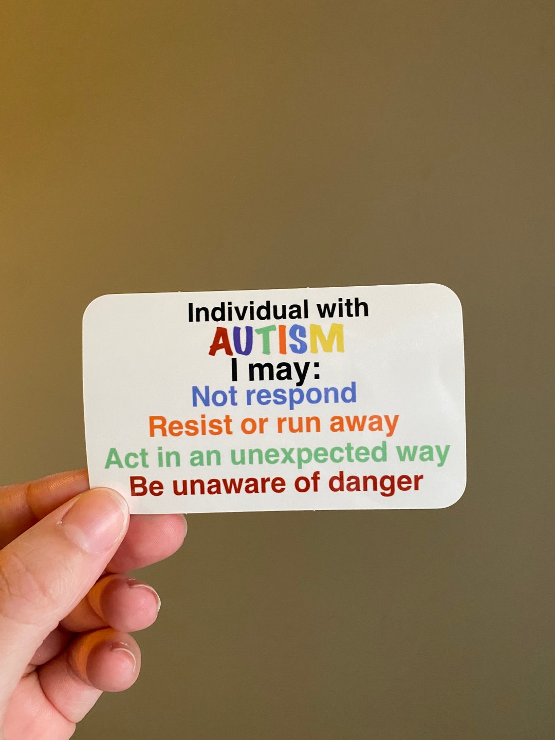 Autism Emergency Warning Weatherproof Vinyl Sticker, Waterproof Car ...