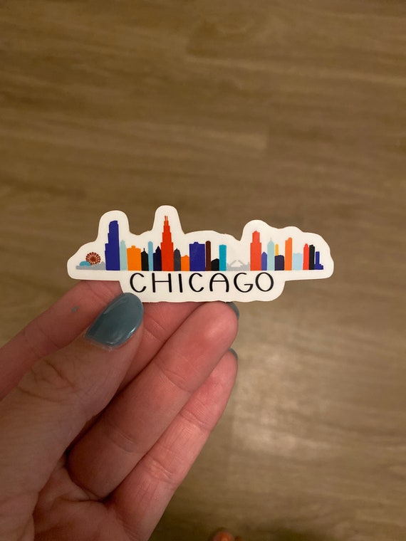 Chicago skyline vinyl sticker Chicago laptop sticker Chicago | Etsy