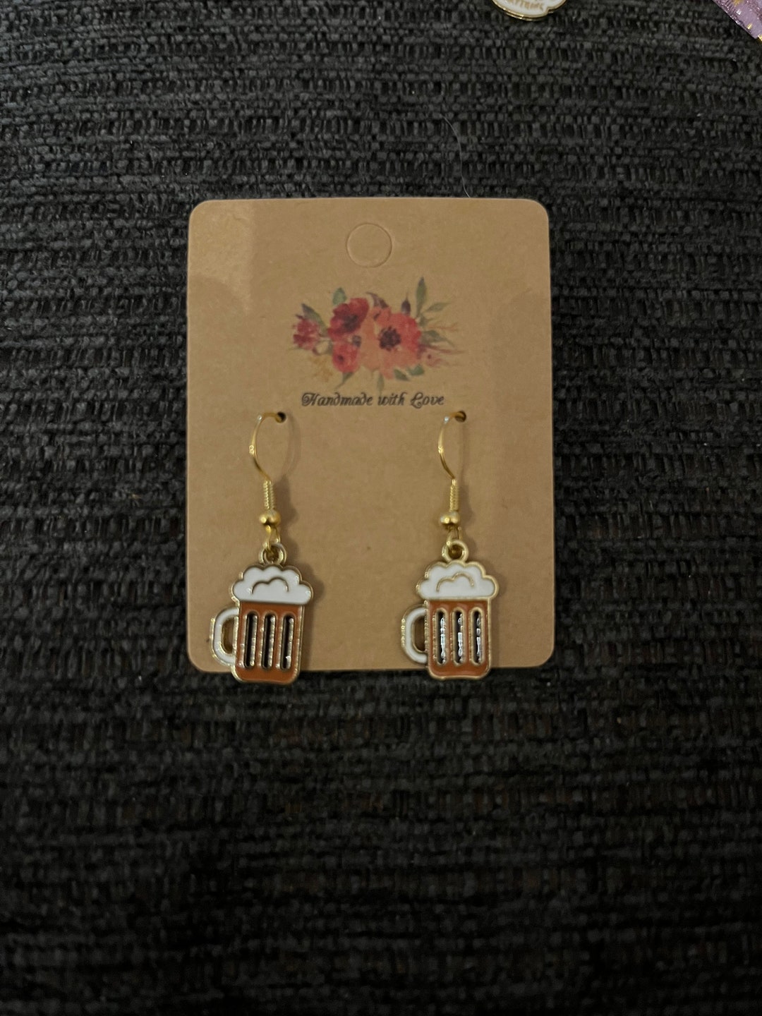 Beer Glass Gold Earrings, Root Beer Earrings - Etsy