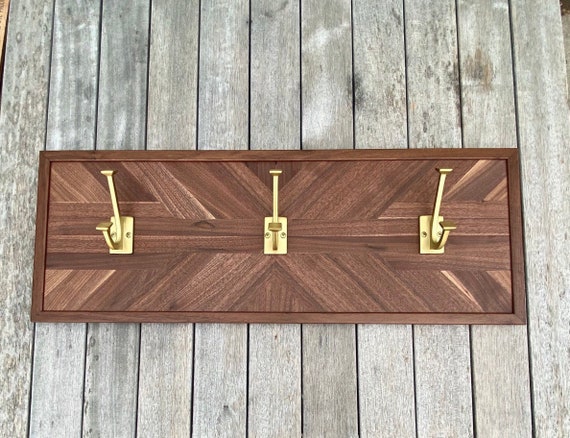 Walnut Coat Rack 3 Hook - Etsy