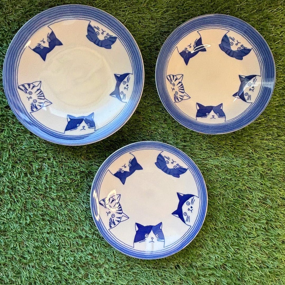 Cute Cat Print Dish - Made in Japan, Ceramic - Etsy