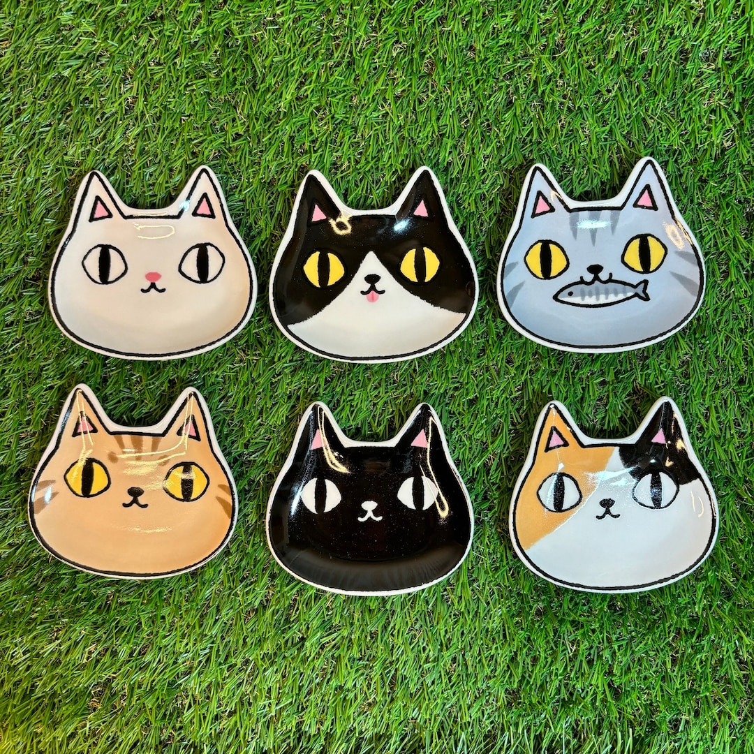 Hey Bro ! Cat Brothers and Sisters Cat Face Shape Small Plate Cute Cat ...