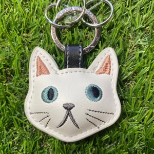 Cat Face Key Ring Leather - Etsy