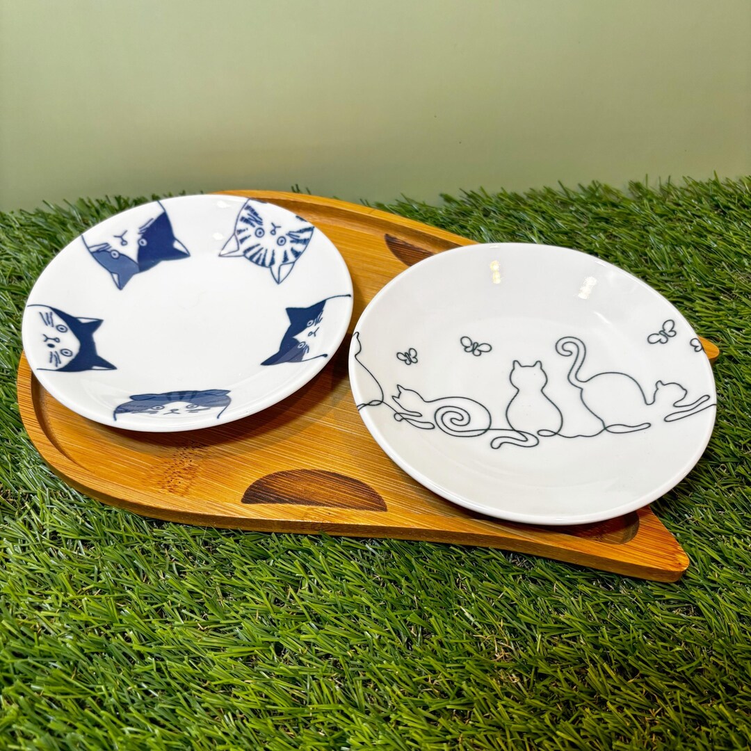 Small Cat Plates – Five Cats Design & Line Art Cat Plate - Etsy