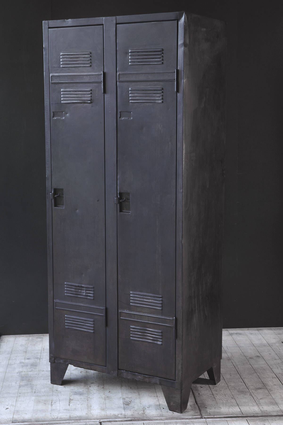 Black Industrial Two Door Vintage Locker Wardrobe