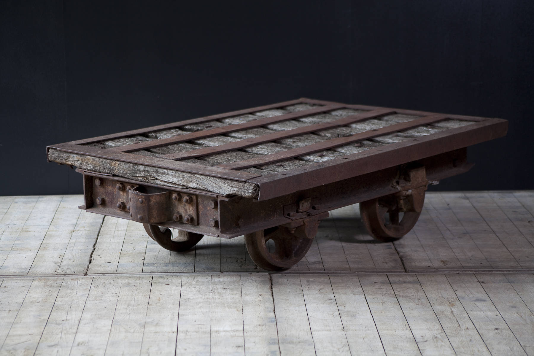 A Large Glass Topped Coffee Table Made From an Original French Mining ...