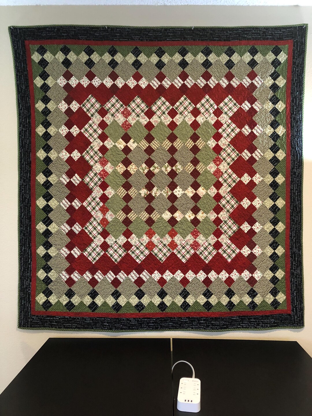 Four Patch Christmas Quilt - Etsy