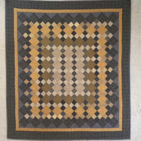 Blue and Gold Quilt - Etsy