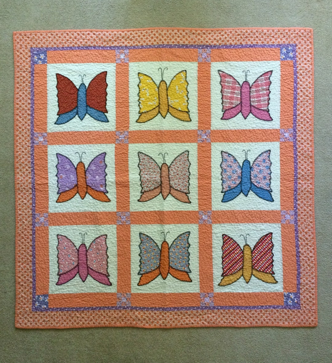 Vintage Butterfly Applique Quilt - Etsy