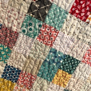 Four Patch Quilt in Vintage Prints - Etsy