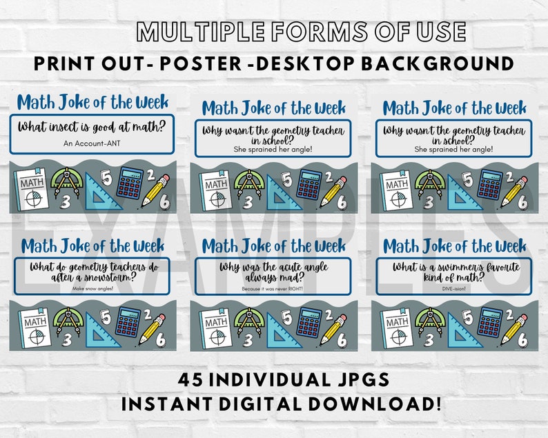 Math Jokes Digital Download Math Posters for Classroom - Etsy