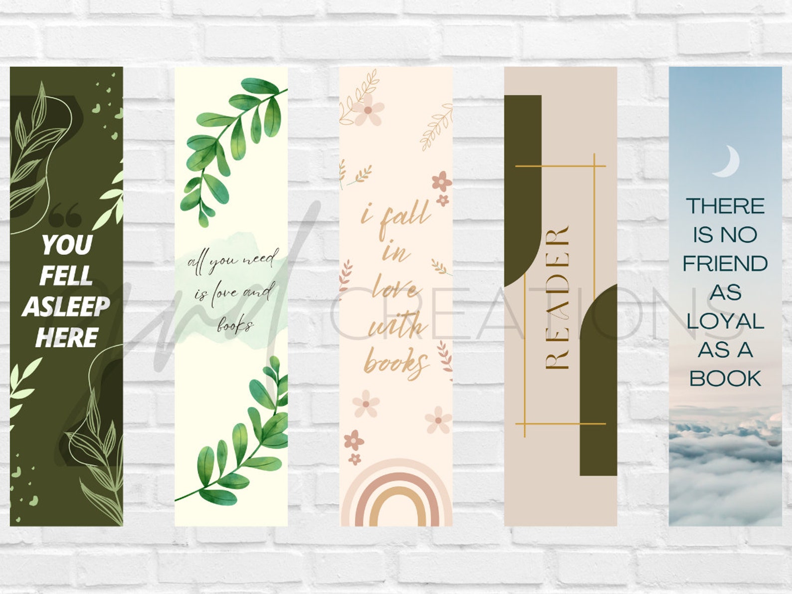 Printable Bookmarks Template Printable Bookmarks Set Digital - Etsy