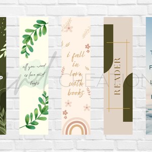 Printable Bookmarks Template, Printable Bookmarks Set, Digital Bookmark ...