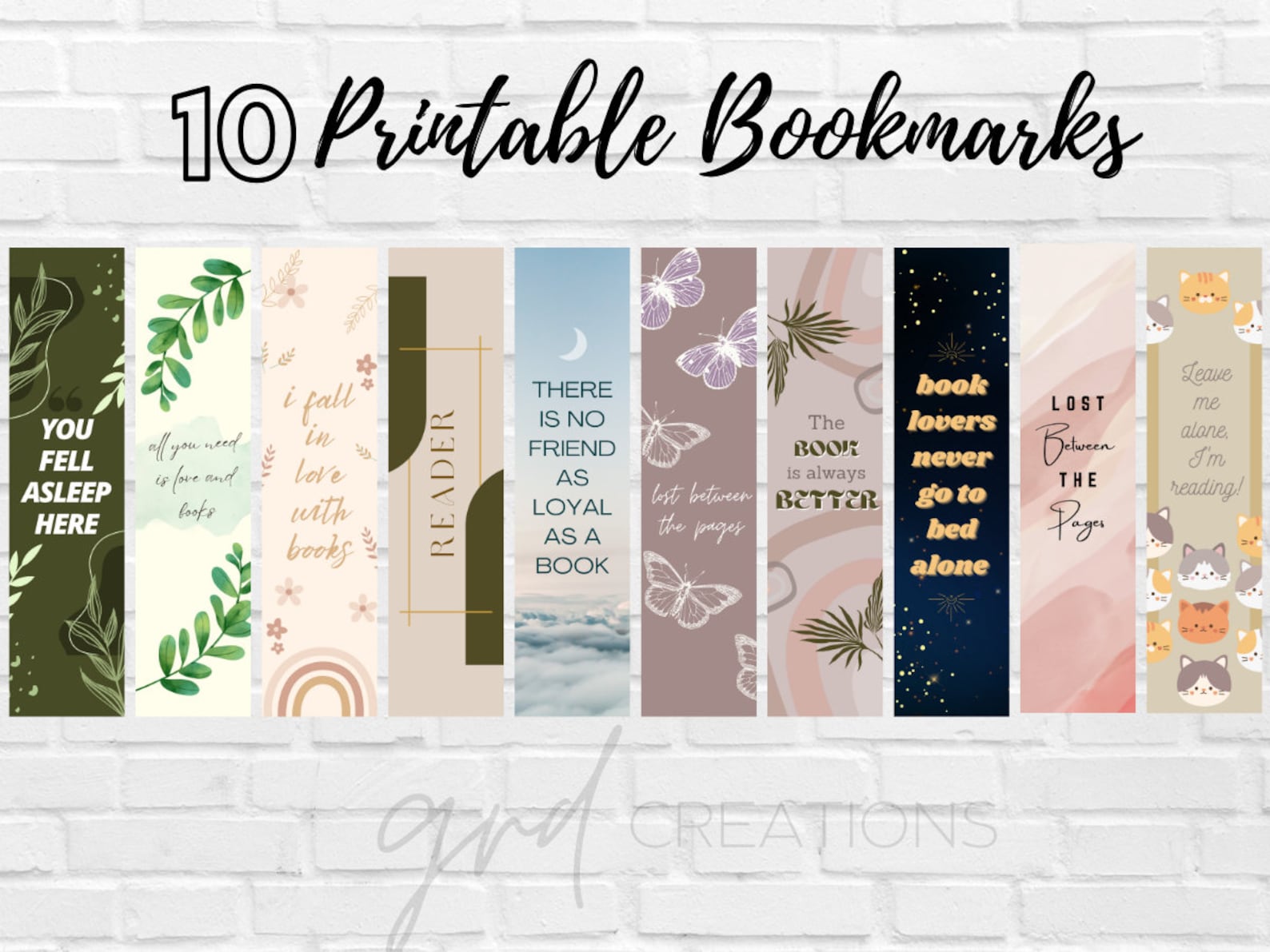 Printable Bookmarks Template Printable Bookmarks Set Digital - Etsy