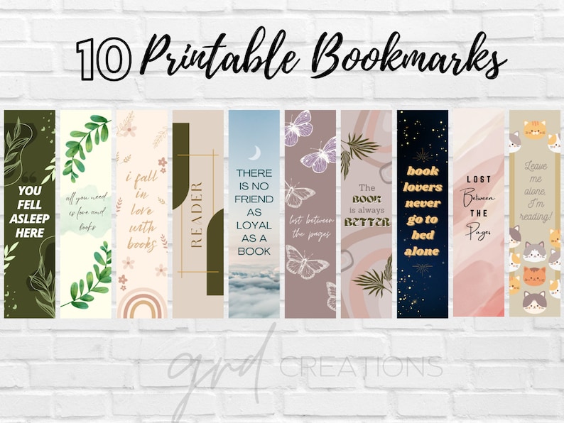 Printable Bookmarks Template Printable Bookmarks Set Digital - Etsy