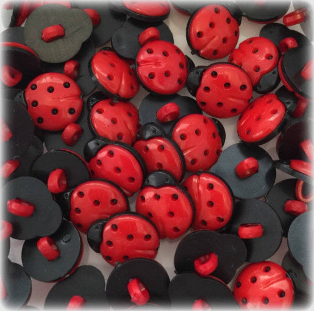 12 24 or 48 Ladybug Buttons Red Pink Hot Pink Shank Mix | Etsy