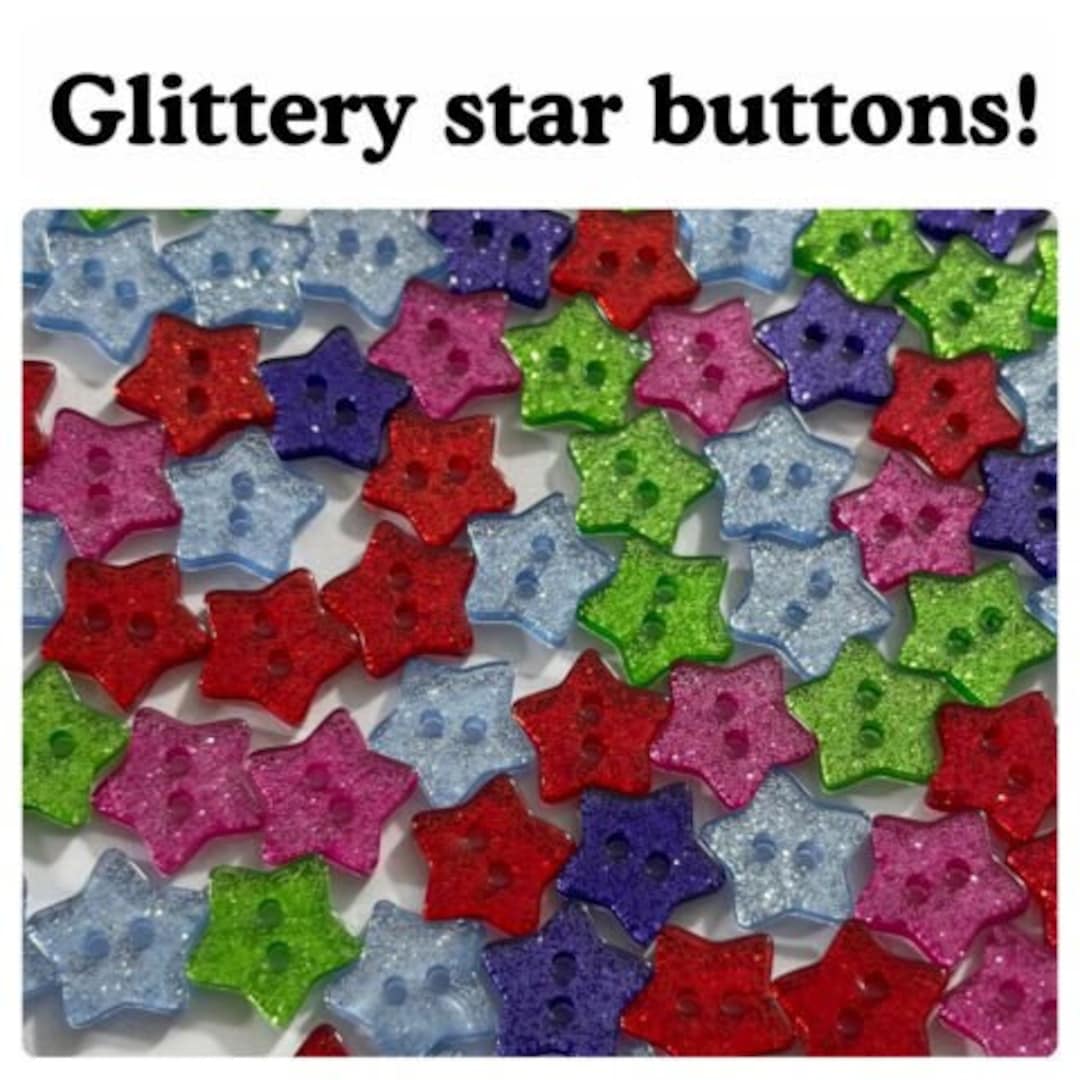 16, 32 or 64 Glitter Star Buttons, Assorted Colors, 14mm GROUP C - Etsy