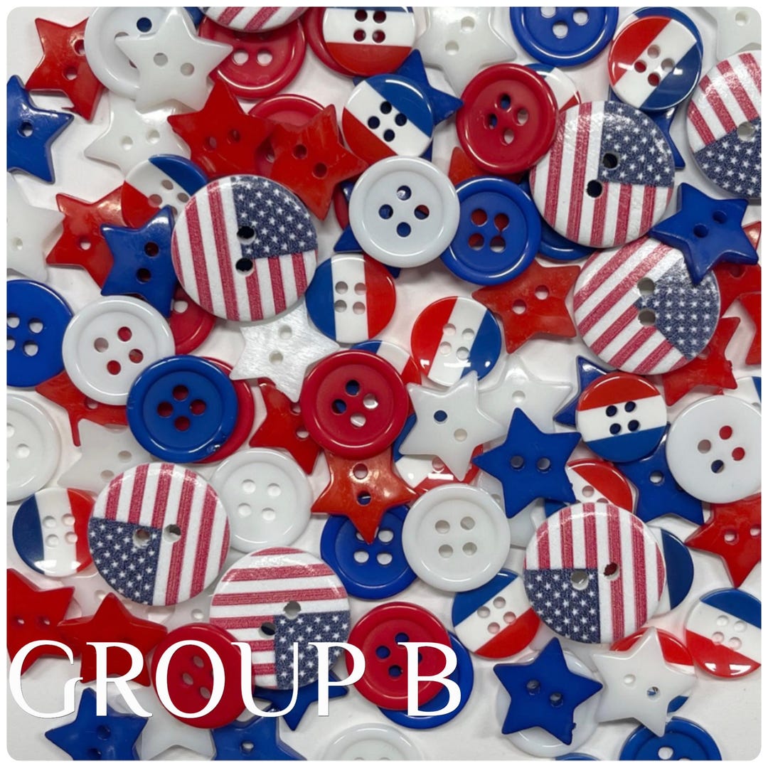 100 or 200 Red, White and Blue Assorted Buttons Patriotic Buttons July ...