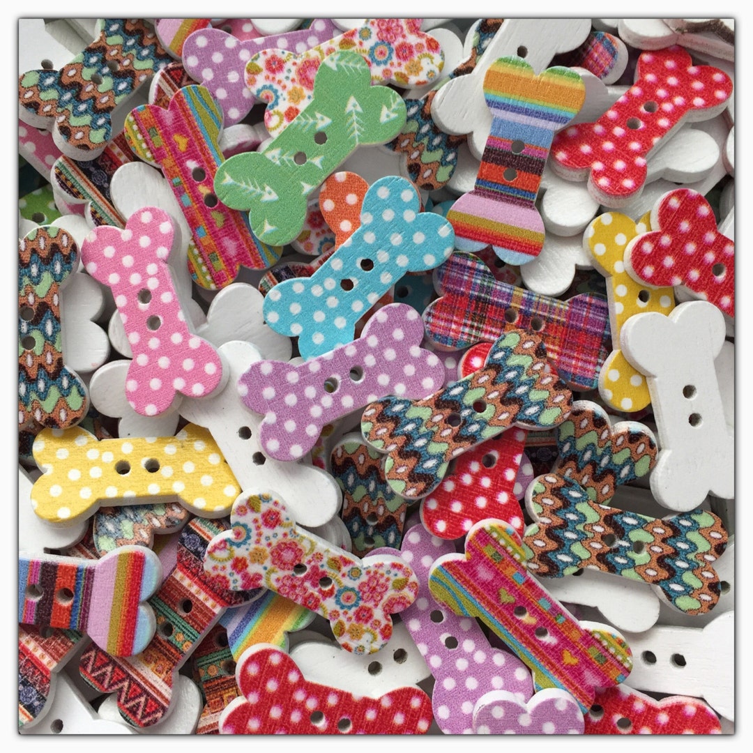 10, 20 or 40 Dog Bone Buttons, Wood Buttons Dogs Sewing Crafts 25 Mm 1 ...