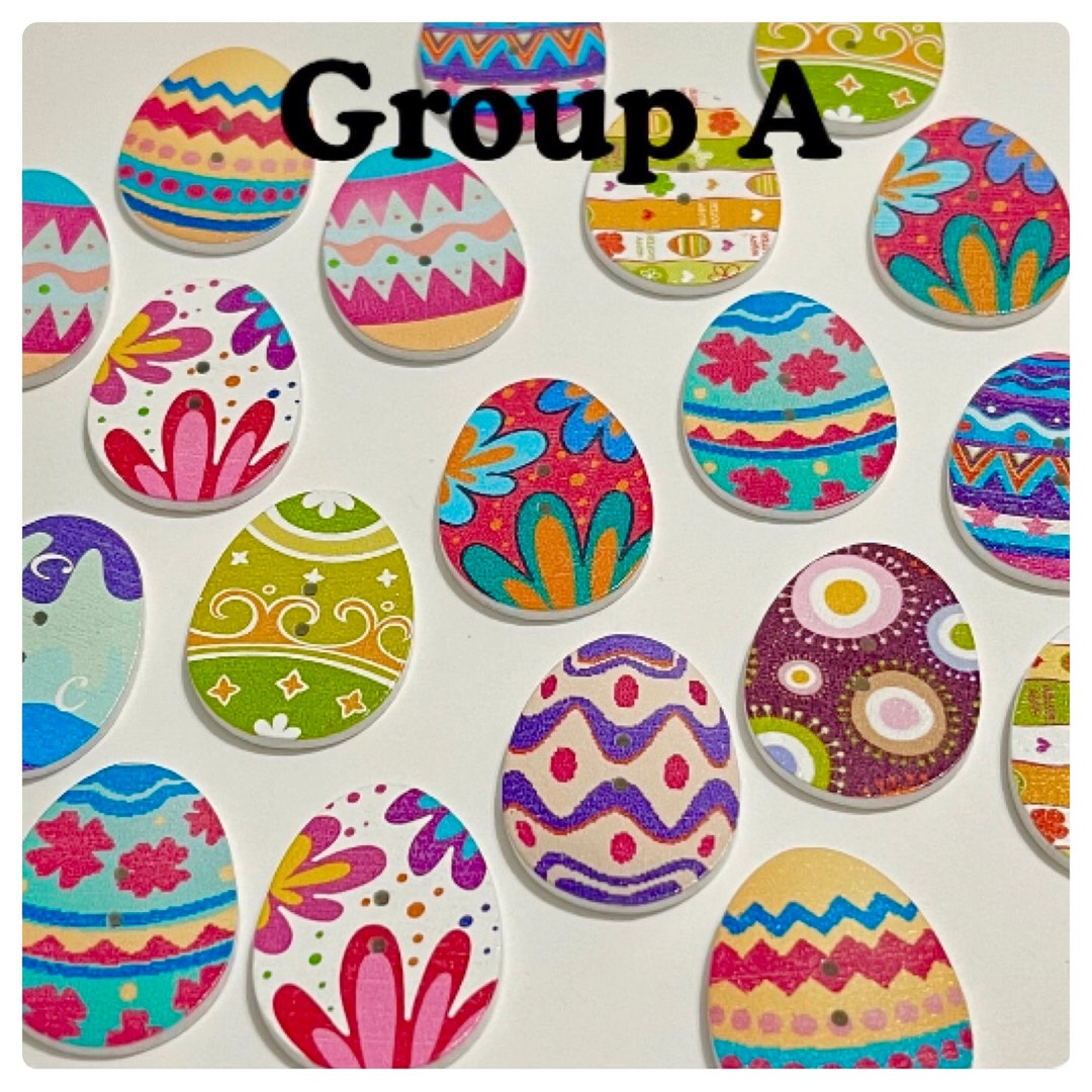 ALMOST GONE! 8, 16 or 32 Easter Egg Buttons - Colorful Wooden for ...