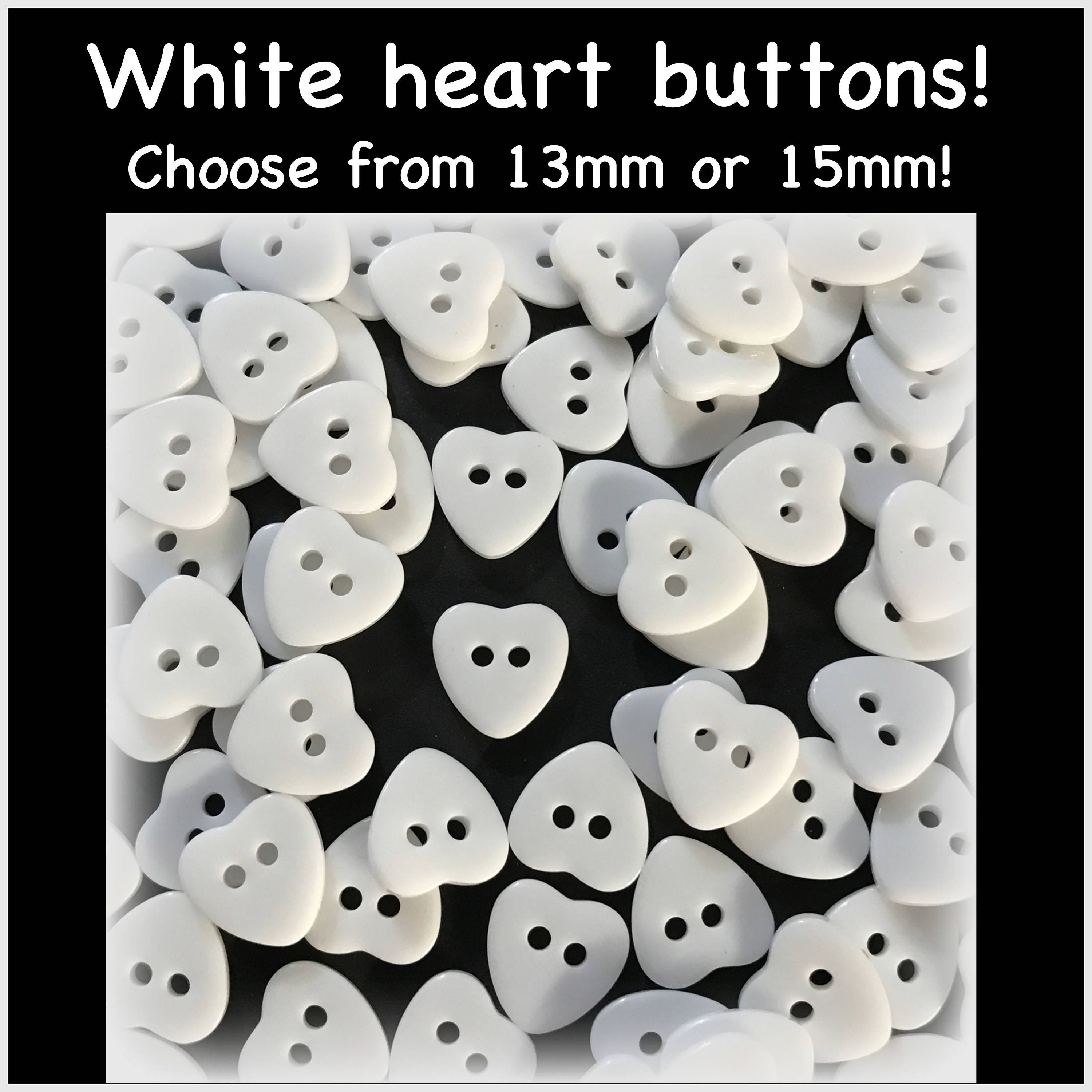 White Heart Buttons Plastic Resin Heart Buttons Sewing Crafts | Etsy