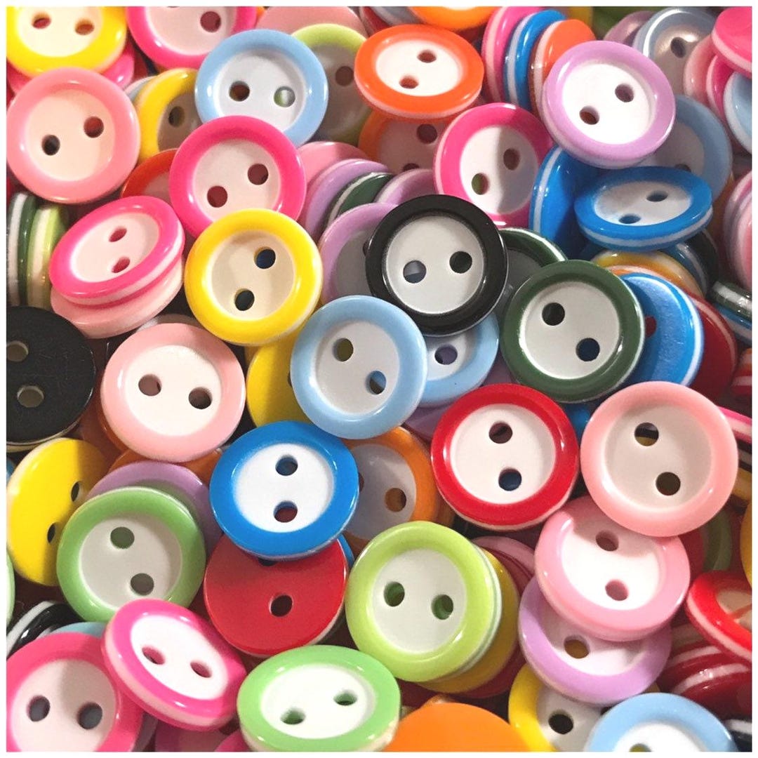 30, 60 or 120 2 Tone Assorted Small Round Buttons, Two-hole Craft ...