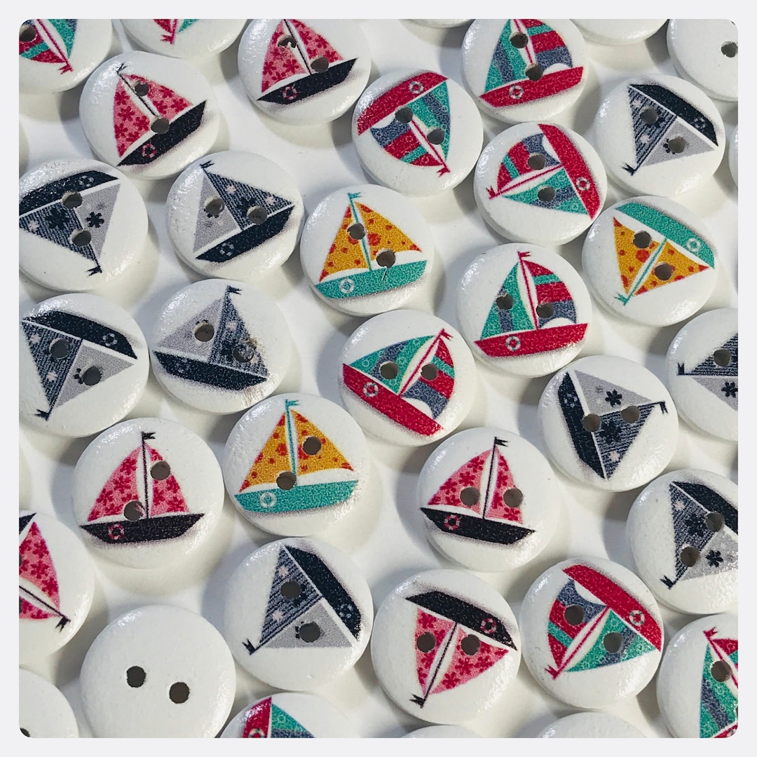 16 32 or 64 Round Sailboat Buttons Wood Buttons Novelty - Etsy UK