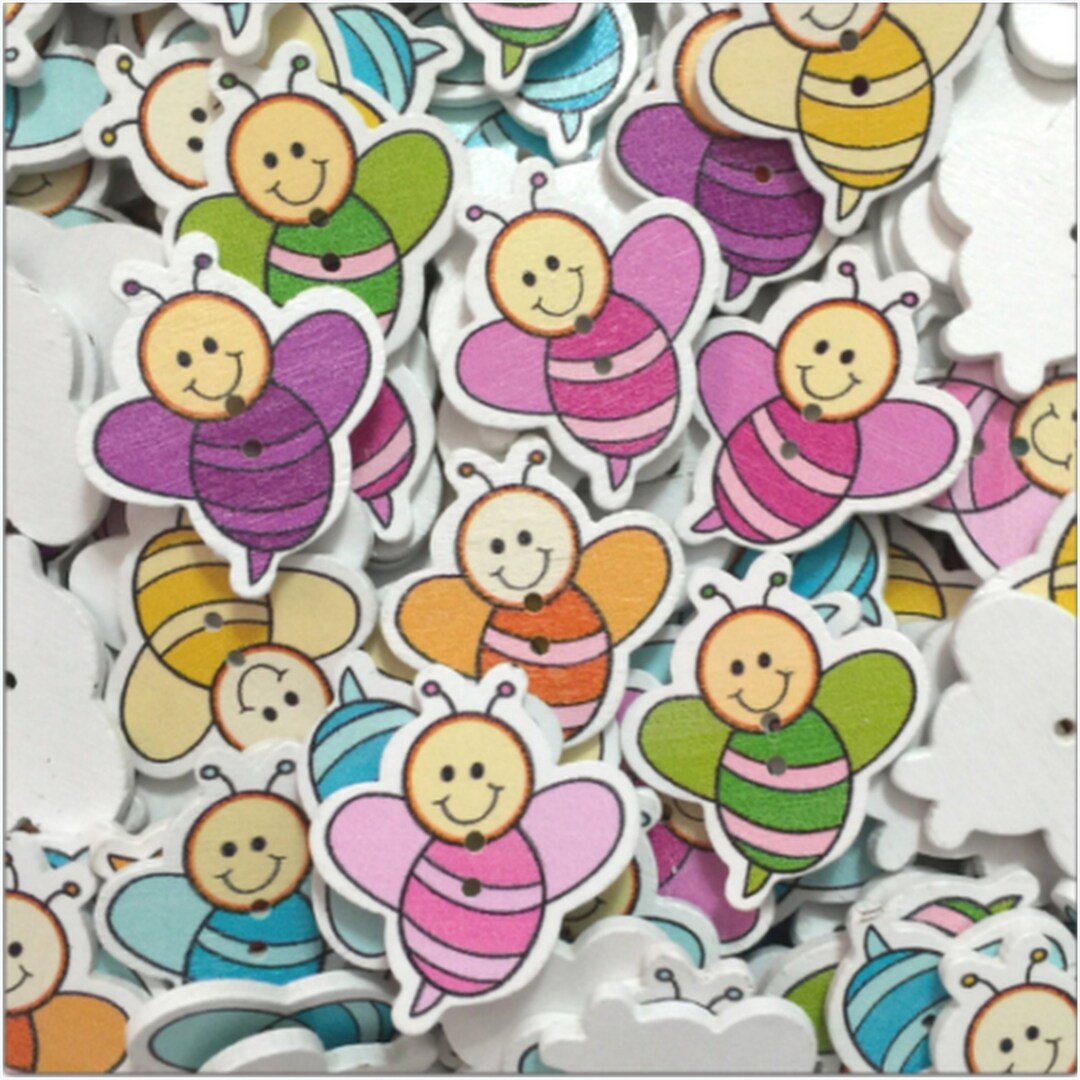 8, 16 or 32 Large Bee Buttons, Buttons, Scrapbooking, Bumblebee, Wood ...