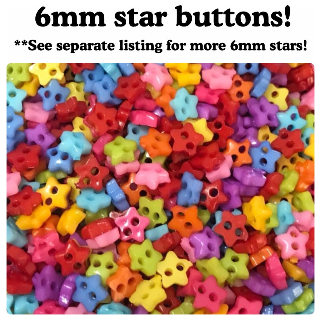 50, 100 or 200 6mm Star Buttons, Mini Small Buttons Tiny Assorted 6mm 1 ...