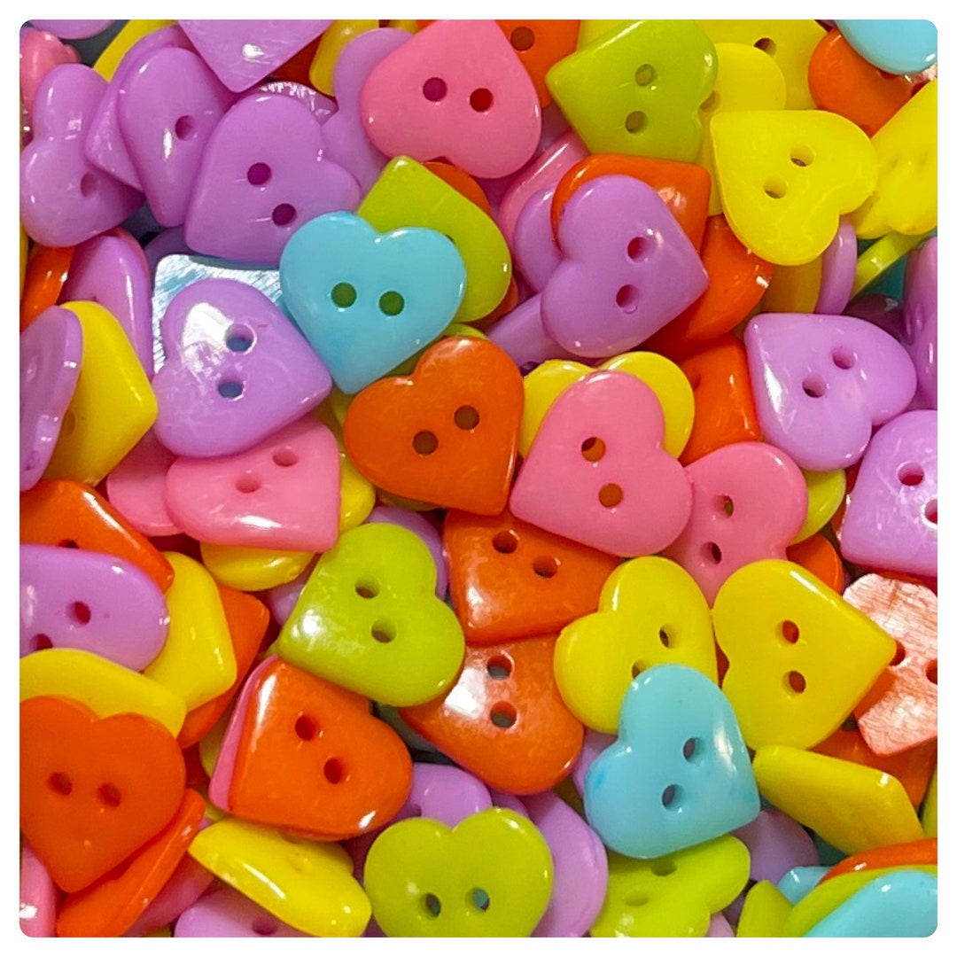 20 or 40 15mm Heart Buttons, Assorted Mix Heart Buttons, Sewing Crafts ...