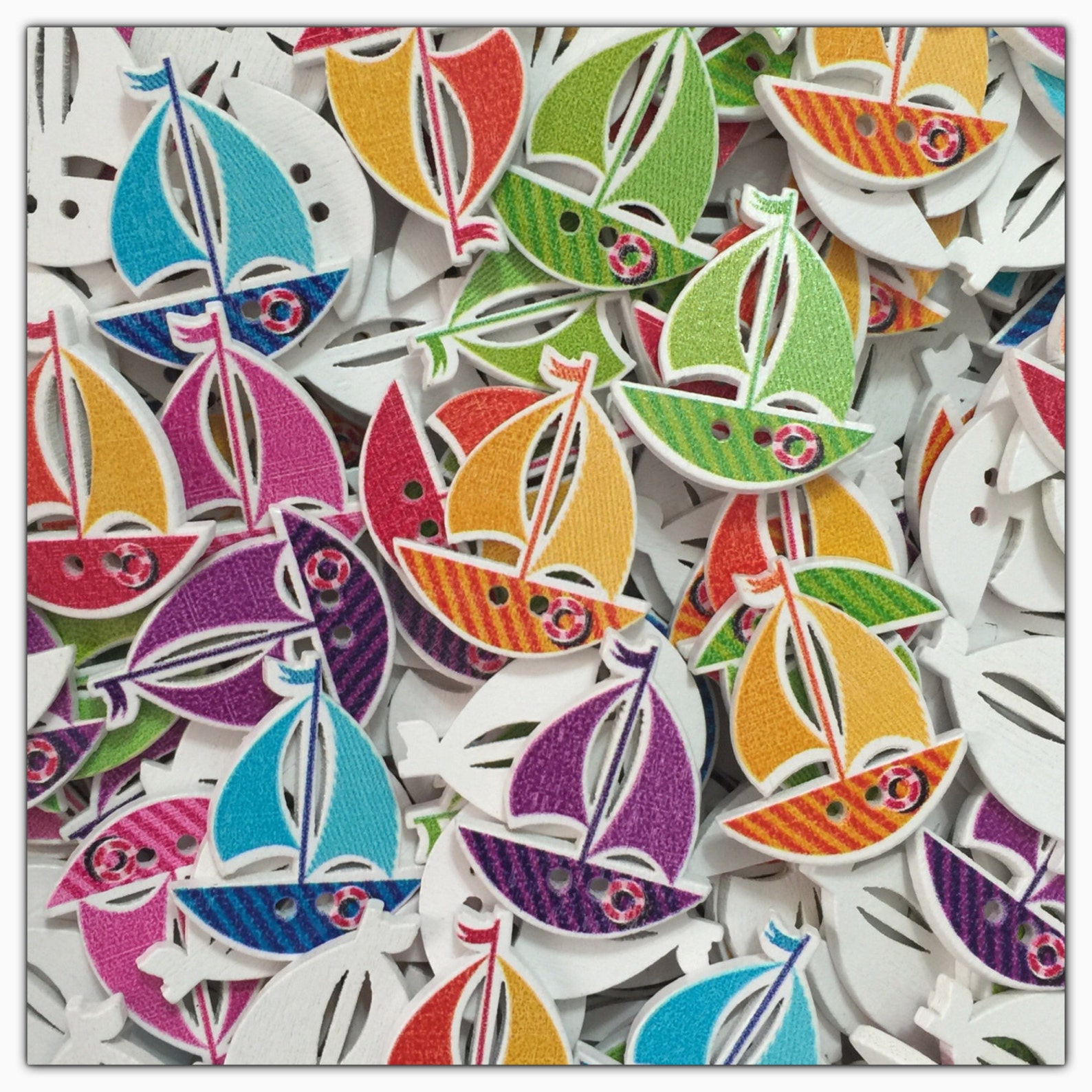 8, 16 or 32 Sailboat Buttons, Wood Buttons, Sewing, Crafts, Boat ...