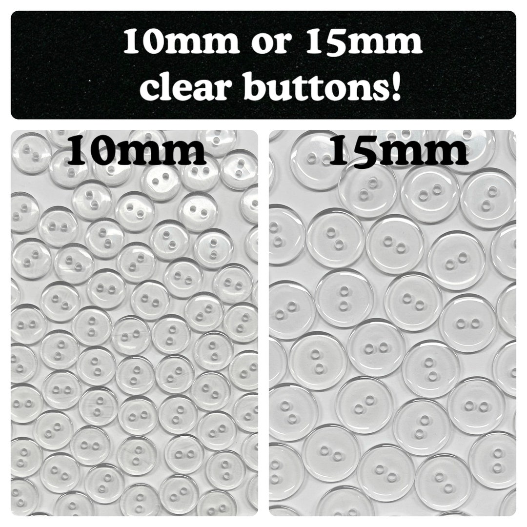 Clear Buttons 10mm 15mm 5/8" 7/16" Sewing 2 Hole Transparent Clear 2 ...