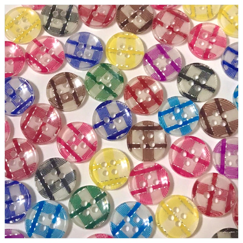 Plaid Buttons - Etsy