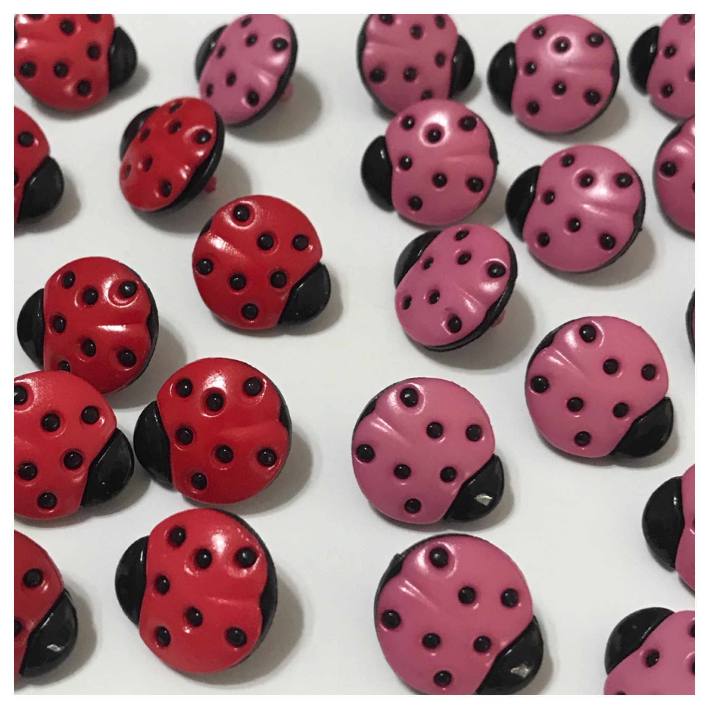 10 20 or 40 Ladybug buttons red pink shank colors lady bug | Etsy