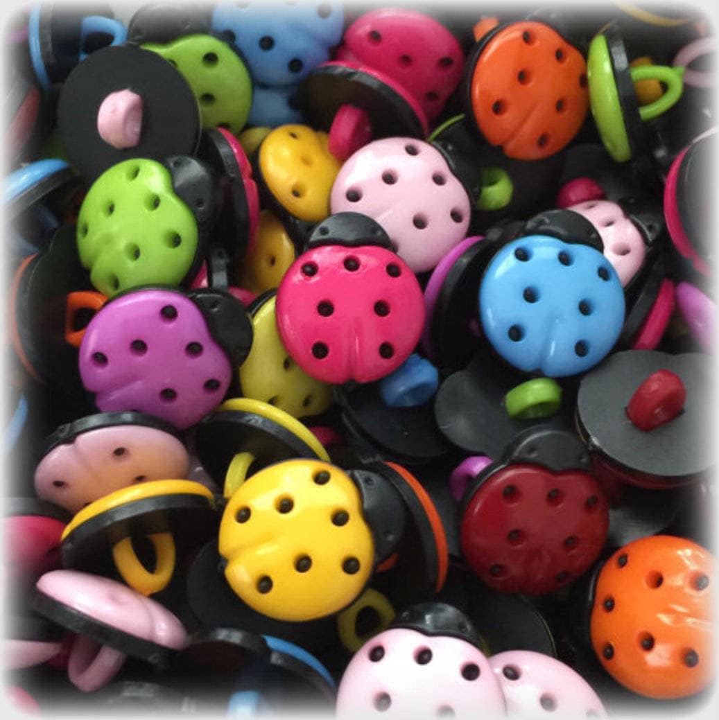 12 24 or 48 Ladybug Buttons Red Pink Hot Pink Shank Mix | Etsy
