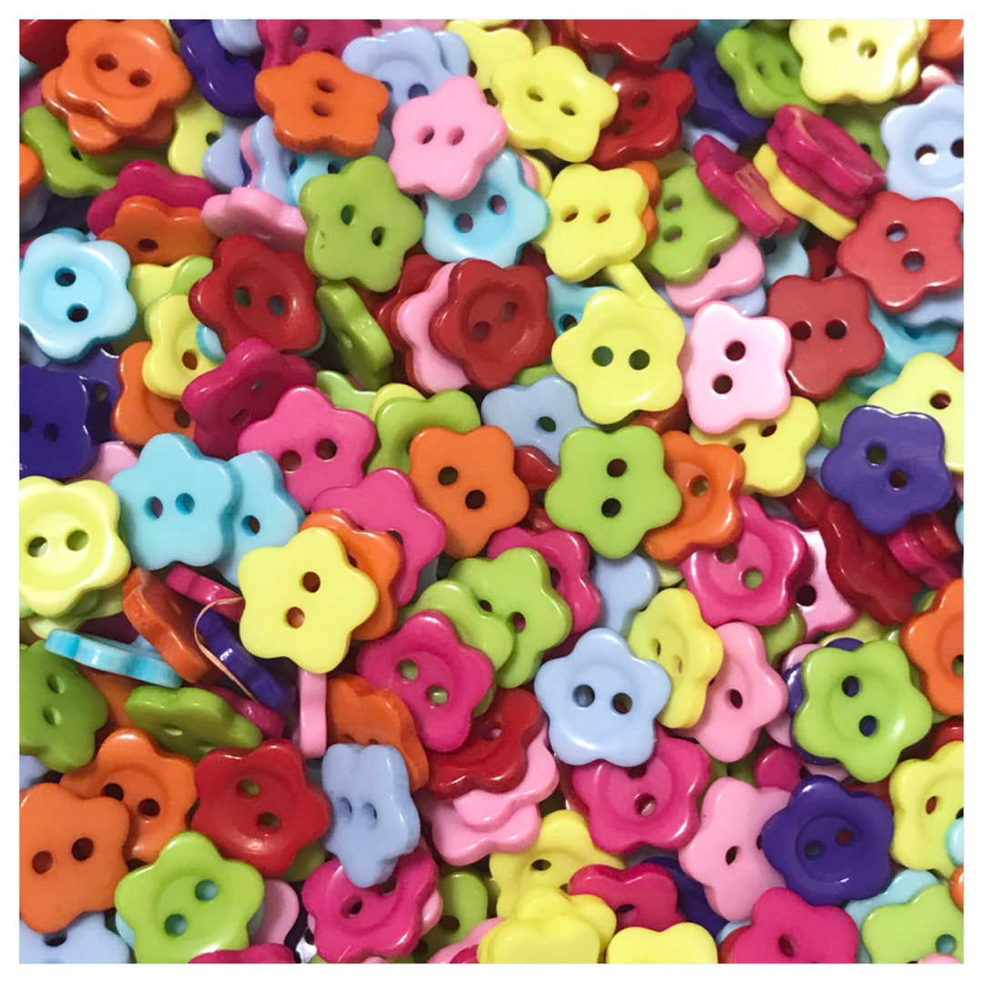 20, 40 or 80 12mm Small Flower Buttons, Assorted Plastic Flower, Resin ...