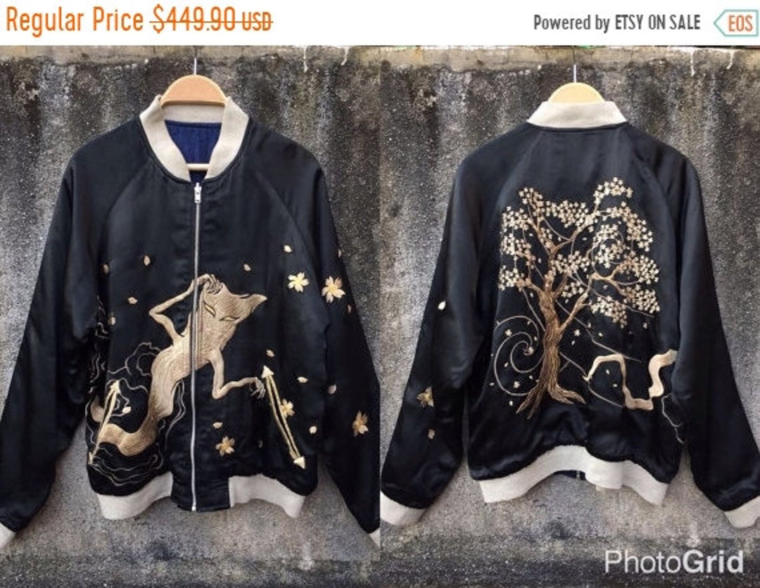 Vintage Sukajan Riversible Jacket Sakura Sukajan Rayon Traditional ...