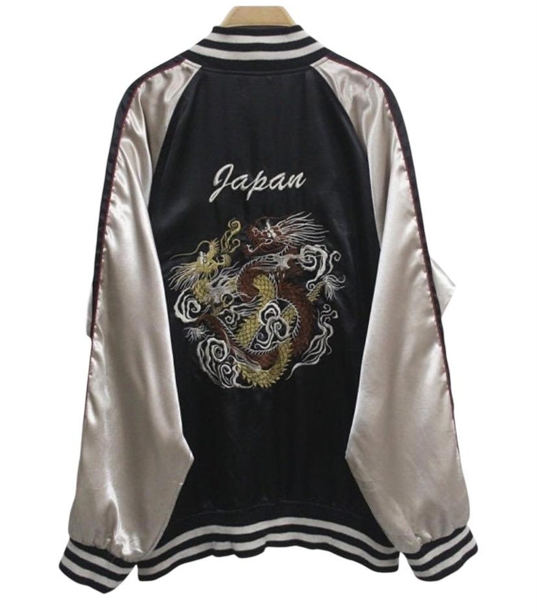 Vintage Sukajan Jacket Dragon Fighting Traditional Japanese Embroidery ...